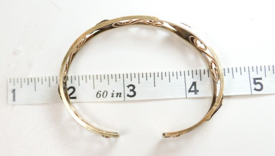 Antique Vintage Krementz 13K Rose Green Gold Cuff Bracelet .446" IC 7 ...