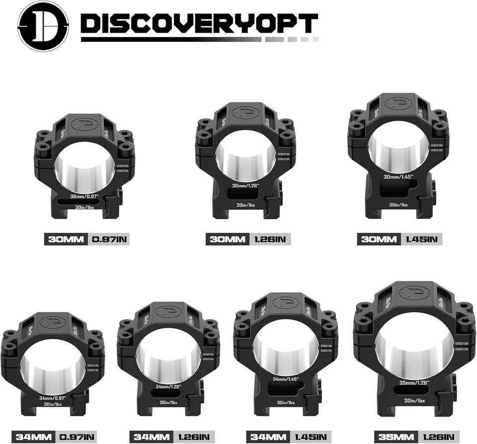 7075 Series Aluminum 30Mm 34Mm 1 Inch Scope Rings, High Precision Pre ...