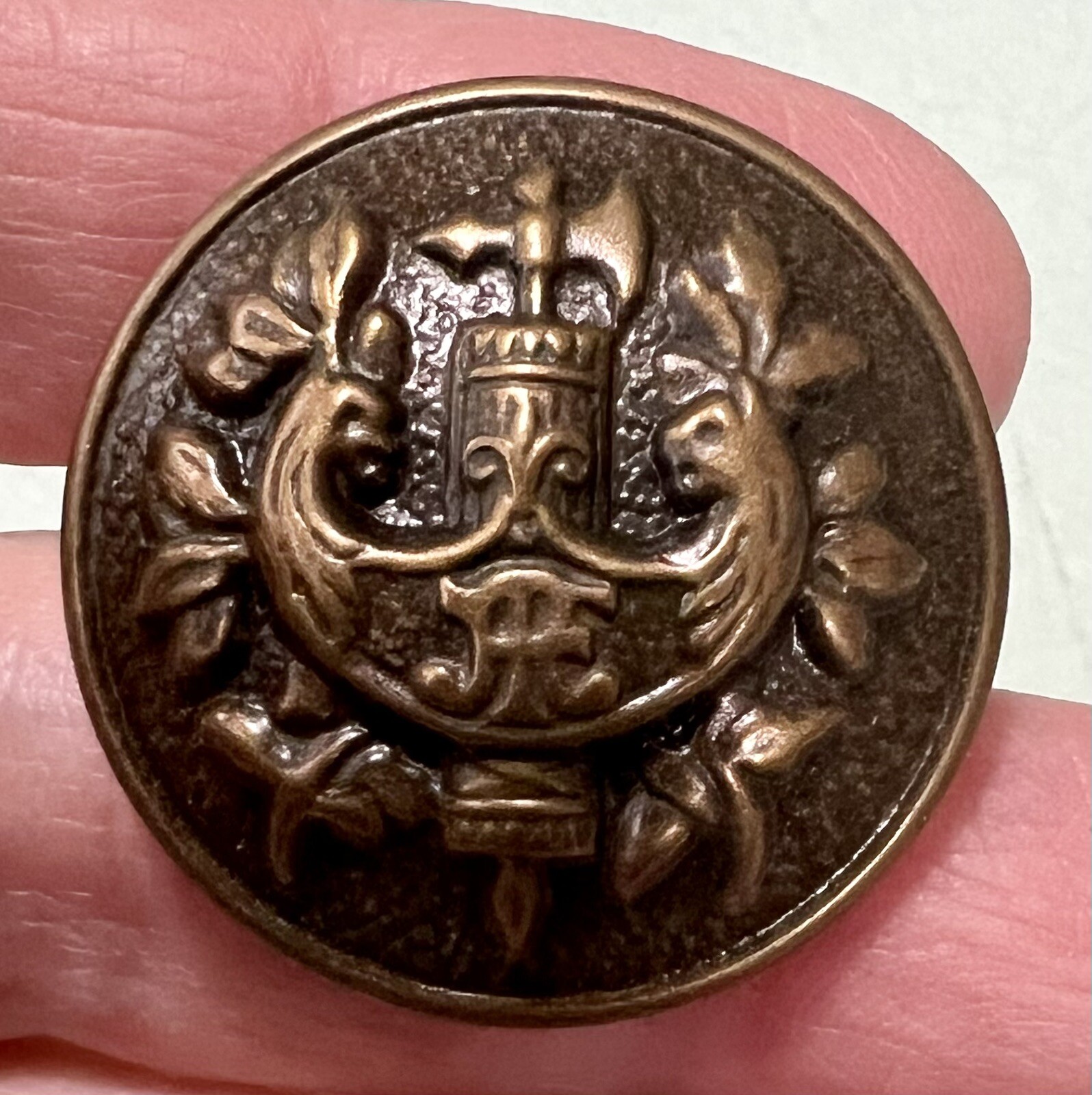 Set 4 Bronze Metal JTE w/Axe Coat of Arms Metal Shank Buttons 48L, 30mm ...