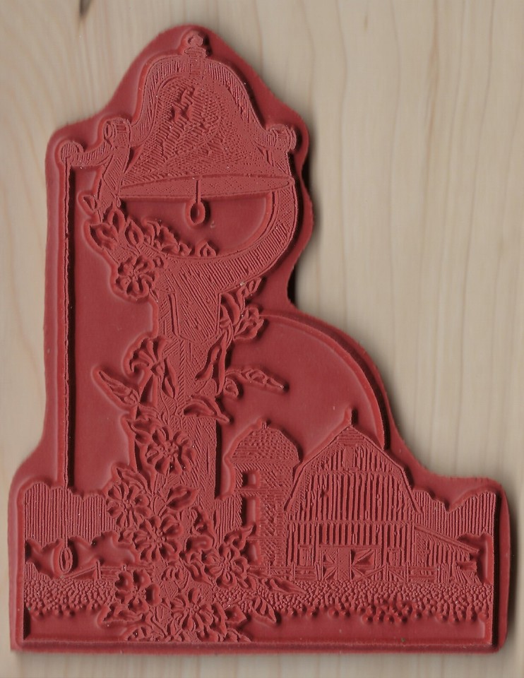 Farm Barn Bell Scene Wood Mounted Rubber Stamp Impression Obsession ...