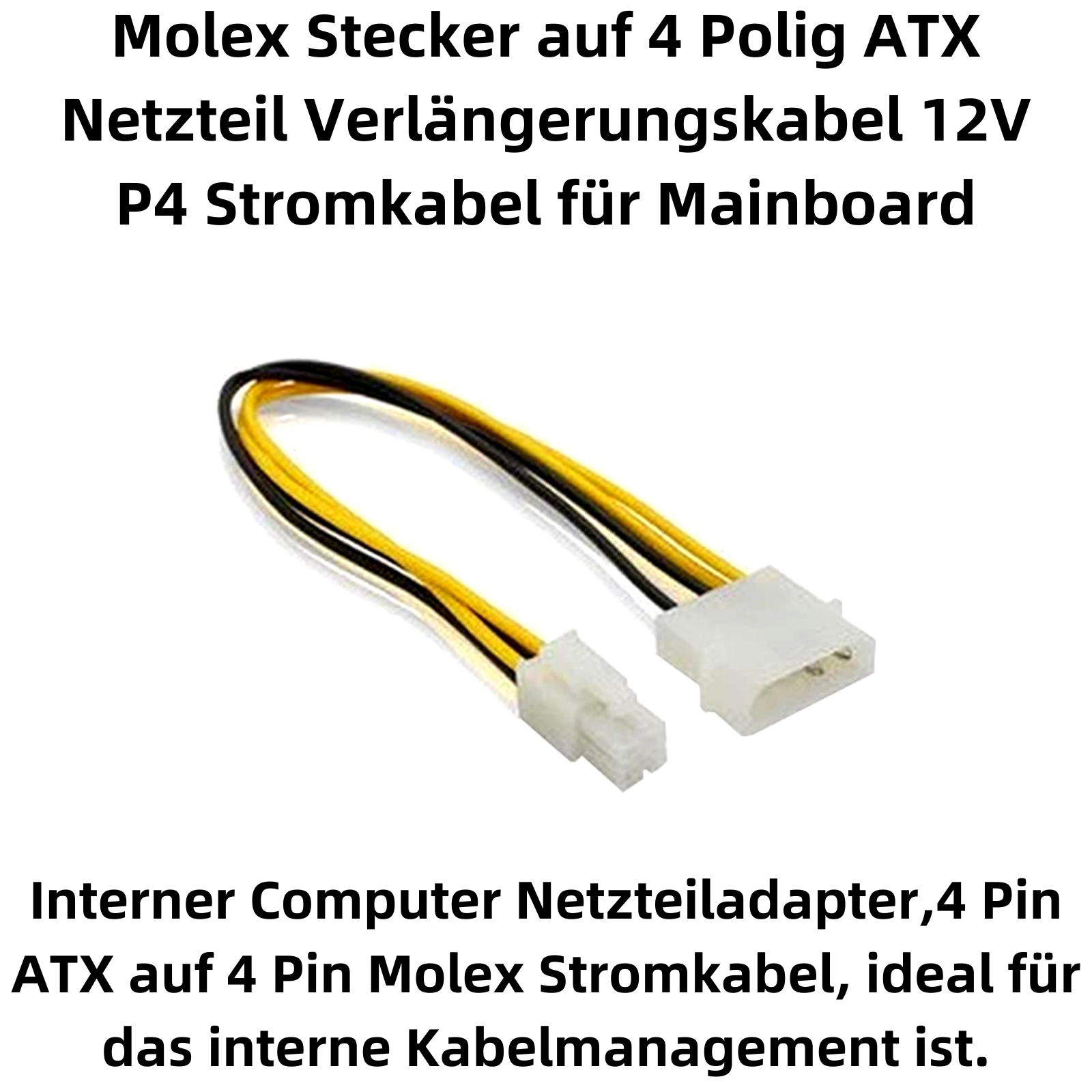 P35 Motherboard Adapter Cable Power Supply Molex Plug 4 Pin On ATX 12V ...