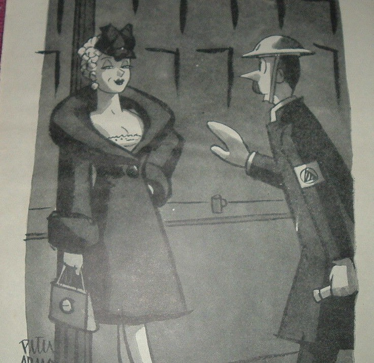 1944 Peter Arno Cartoon Print LADY OF NIGHT STOPPED BY POLICE Sexual ...