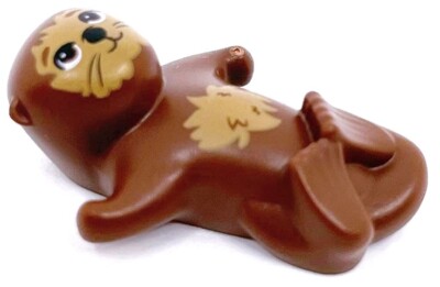 NEW LEGO Otter Lying on Back with Black Nose Medium Nougat Fur Friends ...
