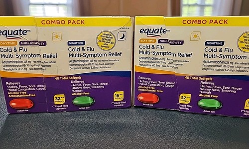 2x Equate Daytime & Nighttime Cold Flu Multi-Symptom Relief, 48ct ...