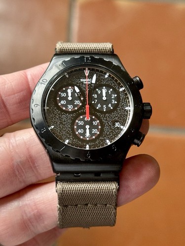 Swatch YVB416 Men's Power of Nature by the Bonfire Black Dial ...