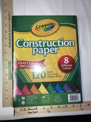 Crayola Construction Paper 120 9" X 12" Sheets 8 Different Colors New ...