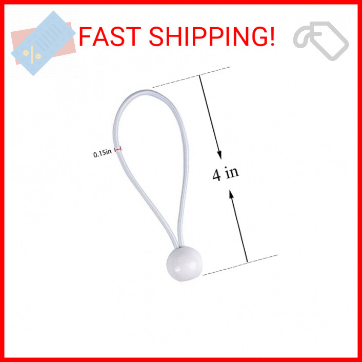 AOPRIE 30 Pcs Bungee Cords with Balls 4 inch White Ball Bungees Heavy ...