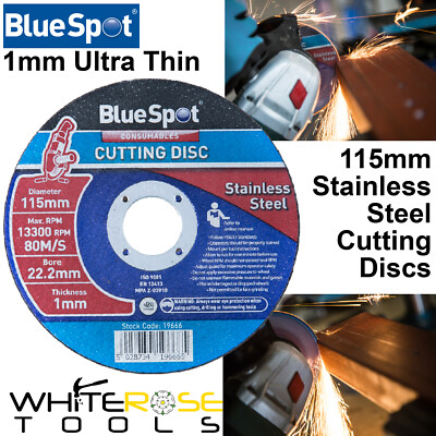 BlueSpot Stainless Steel Metal Cutting Slitting Disc 115mm x 1mm Ultra ...