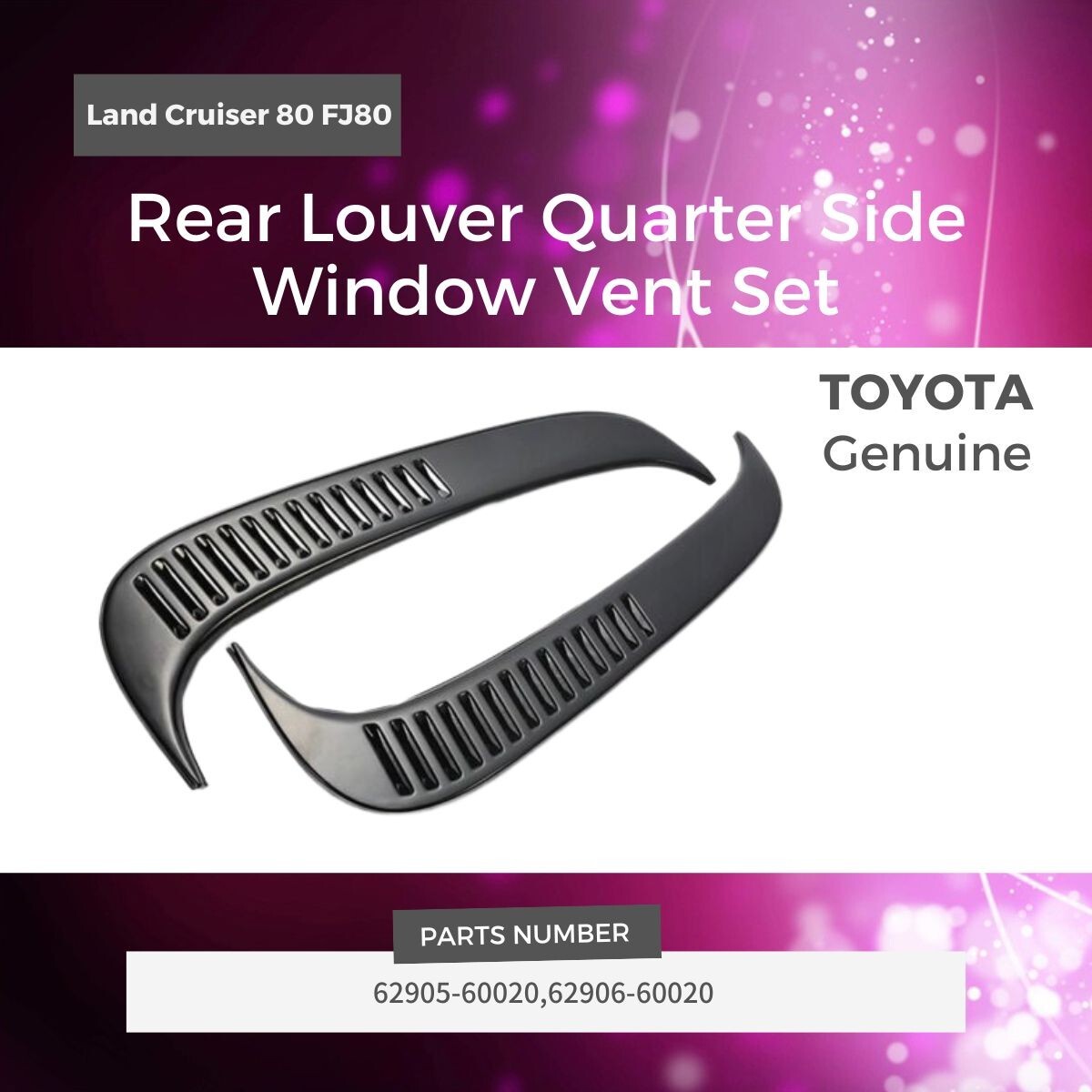 NEW Genuine Toyota Land Cruiser 80 FJ80 Rear Louver Quarter Side Window ...