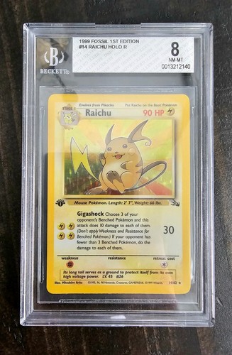 BGS 8 | 1st Edition Raichu Holo | 14/62 Fossil Set | Pokemon Card WOTC ...