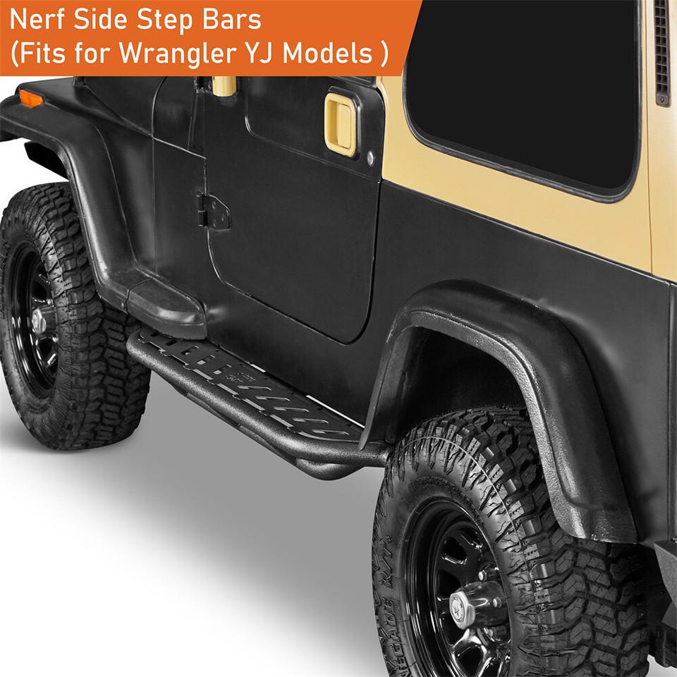 2Pcs Nerf Bars Side Steps Armor Running Boards Fit 1987-1995 Jeep ...