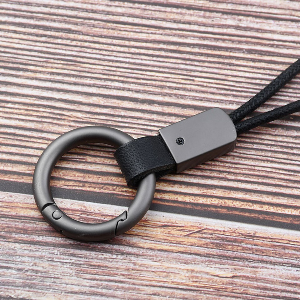 Genuine Leather Keychain Lanyard Keyring Holder Cover Car Keyring ...