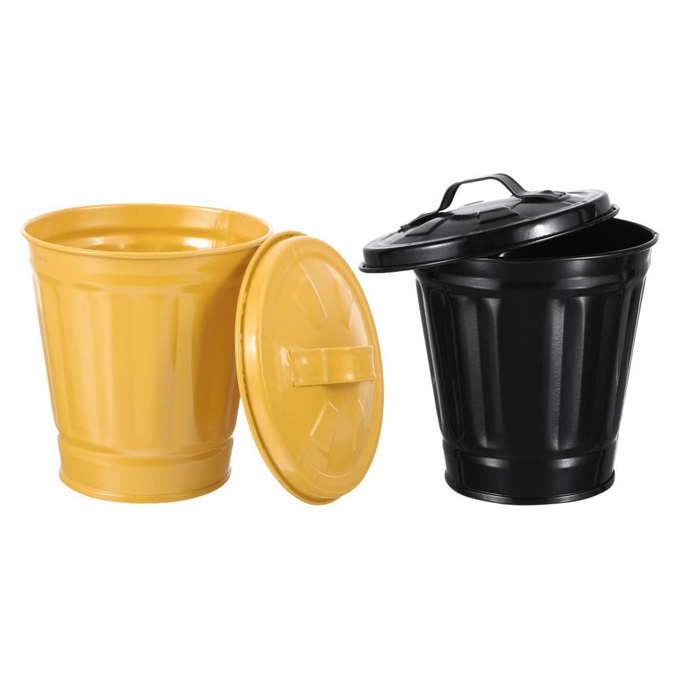 2 Pcs Small Garbage Can with Lid Pencil Cup Holder Bedroom Waste Basket ...