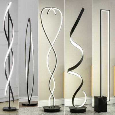 48/60W Modern Tall LED Floor Lamp Reading Standing Spiral Lamp Cool ...