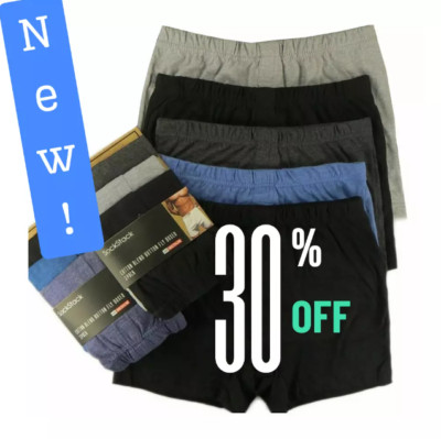 6 Pairs Men's Plain Boxer Shorts Underwear, Classic Cotton Rich Boxers ...