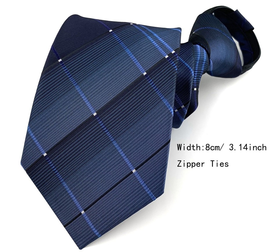 New Solid Striped 100% Silk Adjustable Zipper Pre-tied Men's Necktie Tie | eBay