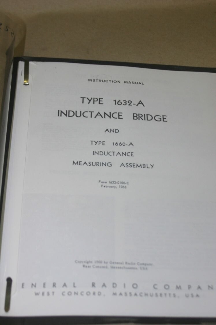 Genrad 1632-A Impedance Bridge +1660 Instruction Guide Manual general ...