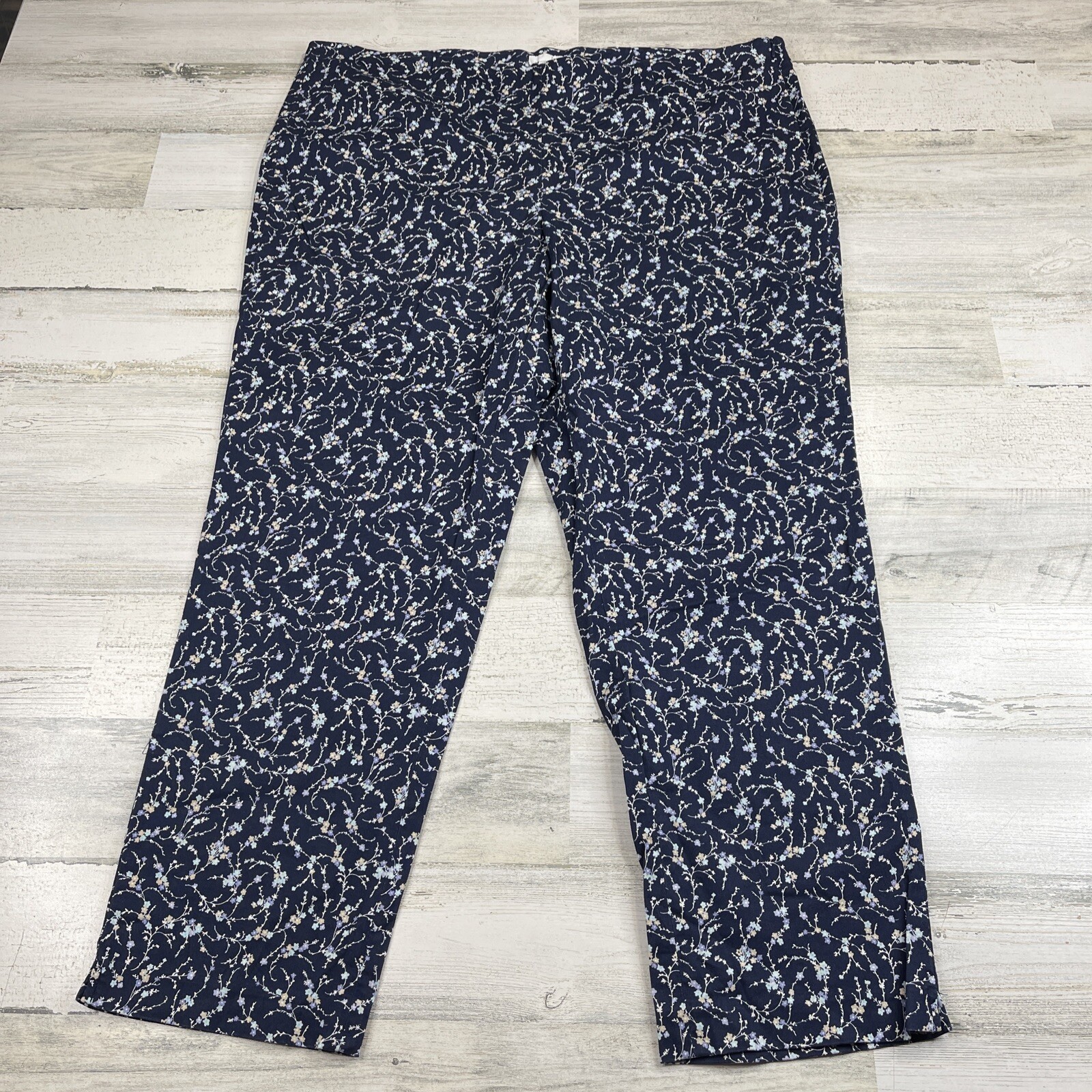 J.Jill Dress Slacks Pants Womens 18 Blue Floral Straight Leg Side Zip ...