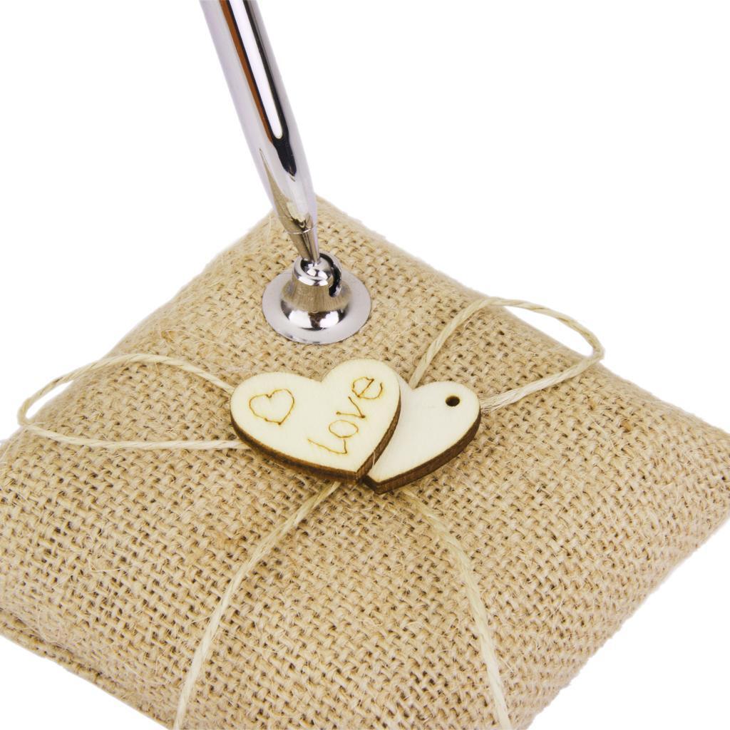 Rustic Wedding Reception Burlap Book Signing Pen Stand | eBay