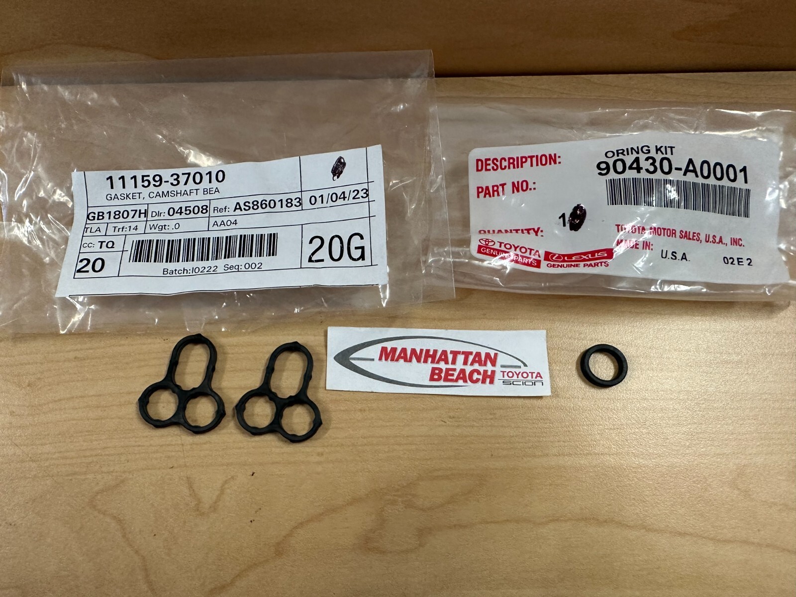 OEM Toyota Camshaft Bearing Cap Oil Hole Gaskets QT=2, 11159-37010 ...