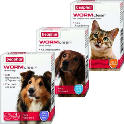 Beaphar WORMclear Worming, Wormer Tablets For Cats, Small & Large Dogs ...