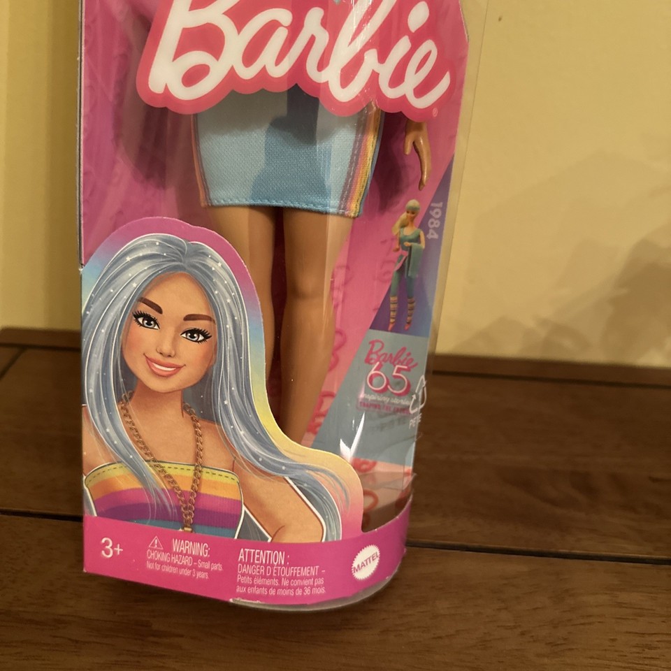 Mattel Barbie Fashionistas 218 Doll 65th Ann Curvy Blue Hair Rainbow Pride NRFB | eBay