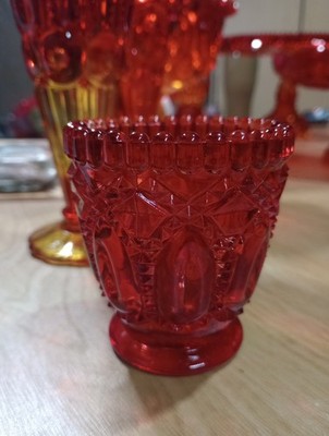 NIB Vintage Incandescence Ruby Red Glass Hobnail cut glass Candle ...