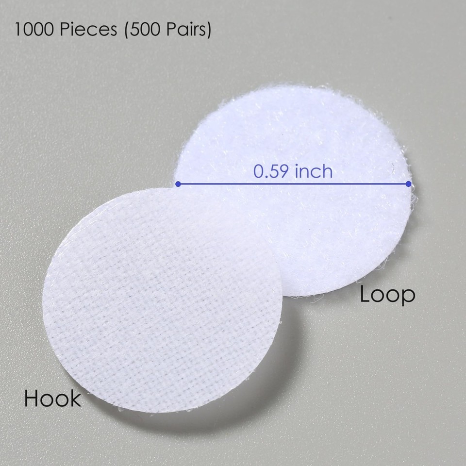 1000 Self-Adhesive Hook & Loop Dots for Crafts, School, Home & Office ...