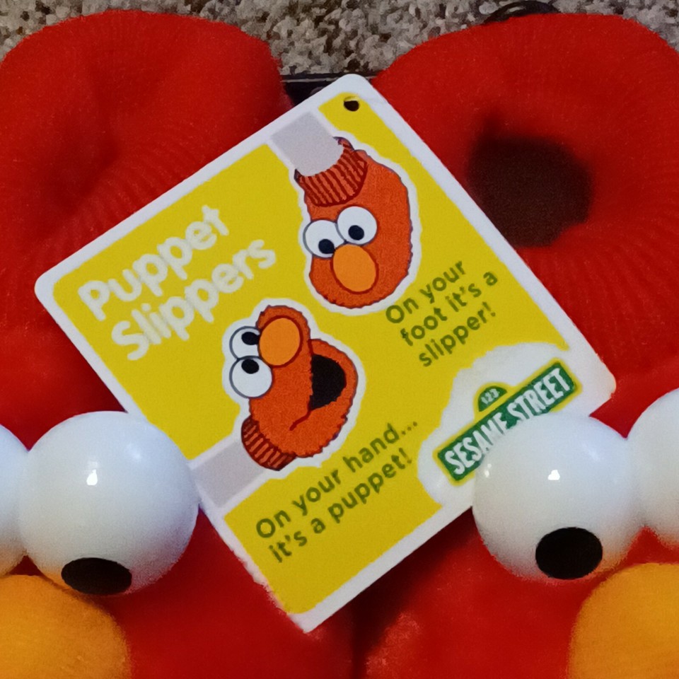 *NEW * Sesame Street ELMO Toddler Puppet Slippers Size L 9-10 Plush ...
