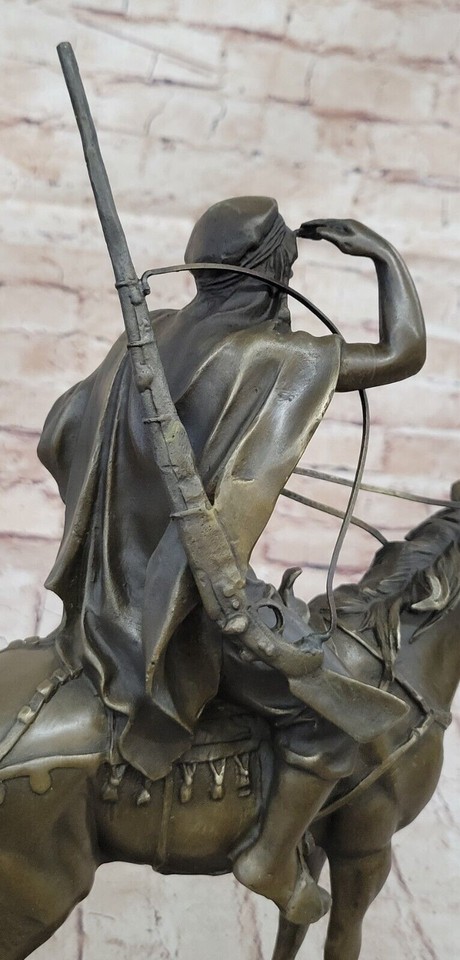 Large Bronze Statue Orientalist Art Cavalier Arab Hunter On a Prancing ...