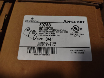 (20) Appleton 5075S, 3/4" Set Screw EMT Couplings New in Factory Box | eBay