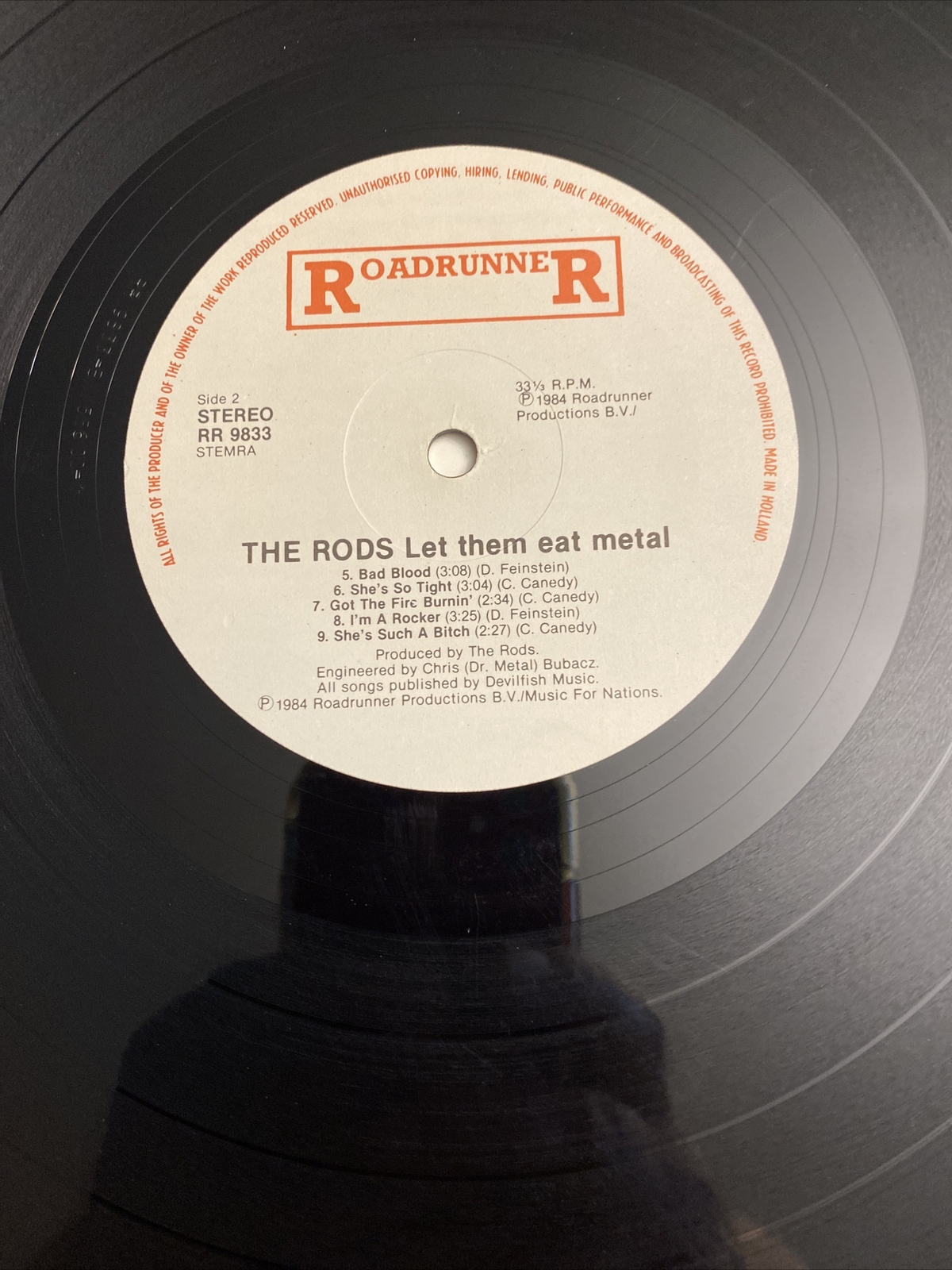 THE RODS- Let Them Eat Metal LP - Roadrunner- Netherlands - Play tested ...