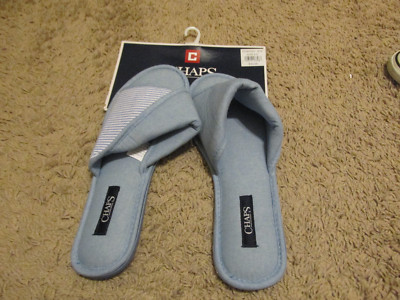 Chaps blue slippers slip on size large 9-10 blue | eBay