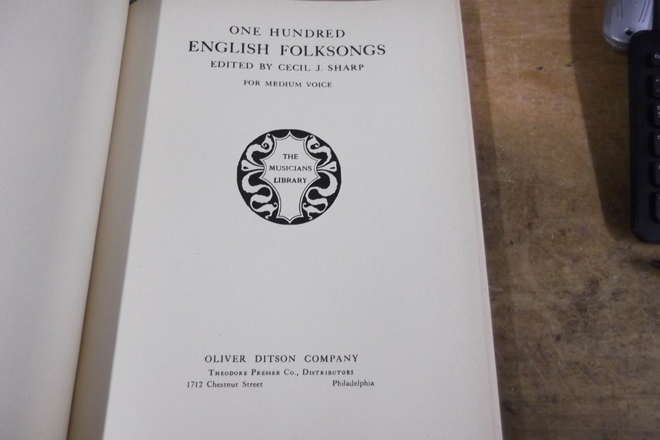 One Hundred English Folksongs by Cecil J. Sharp--1916 | eBay