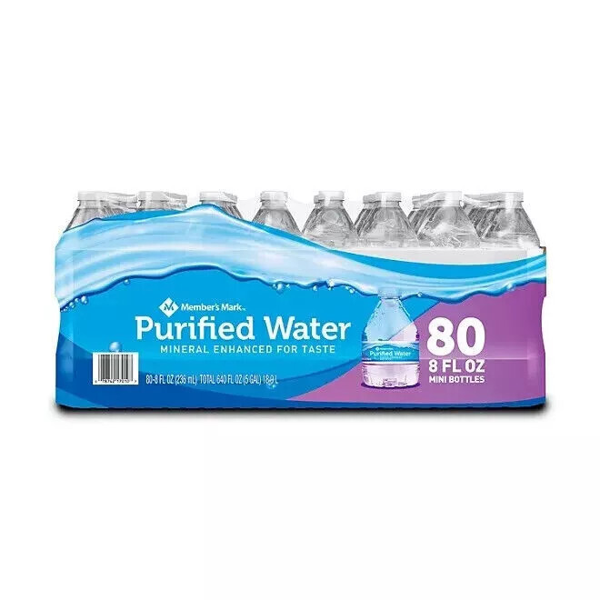 Member's Mark Purified Bottled Water (8 fl. oz., 80 pk.) Free Shipping ...