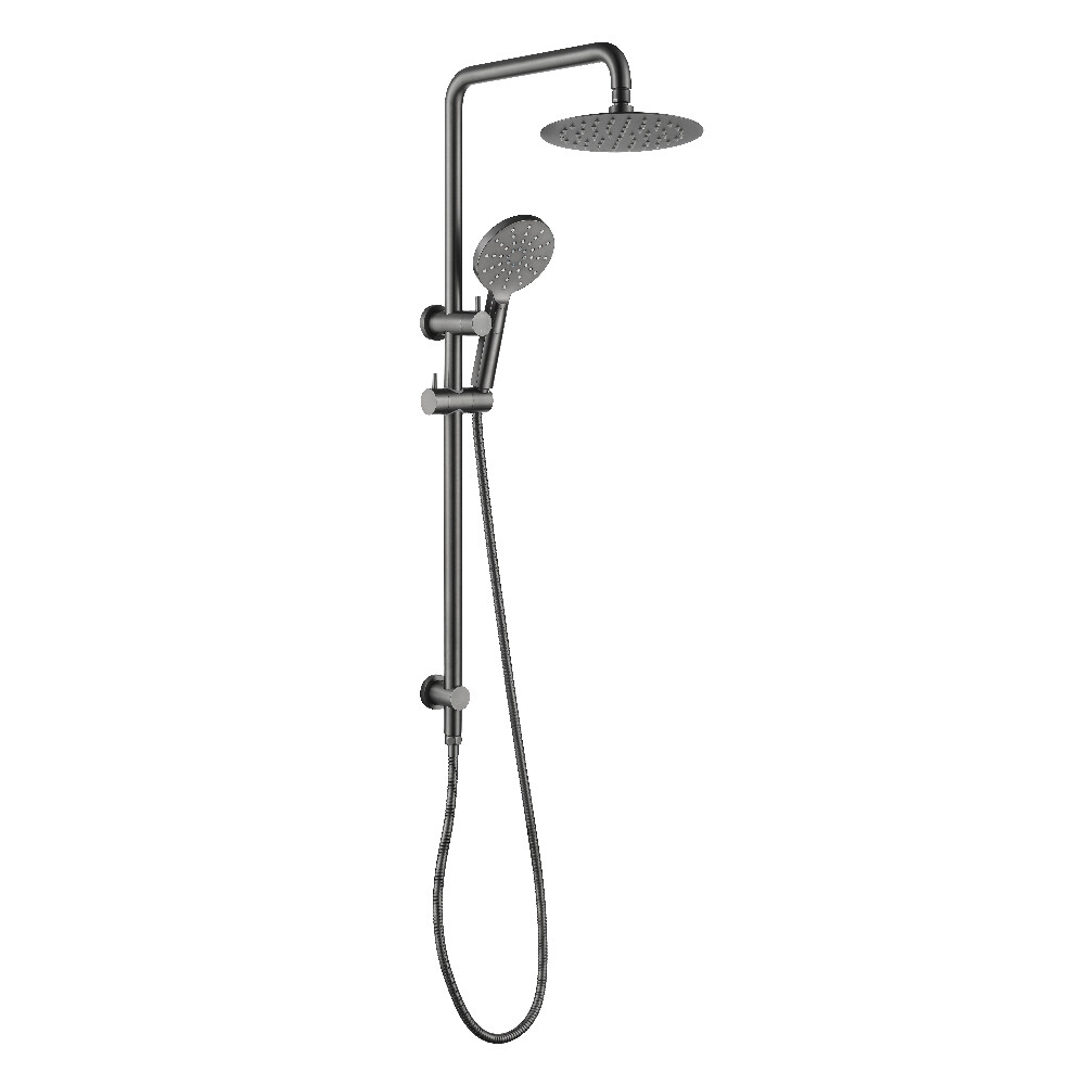 Decaura Rain Shower Head Set round overhead 2 in 1 gooseneck arm wall ...