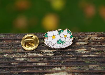 British Columbia Gold Tone Metal Enamel Lapel Pin Pinback Flowers ...