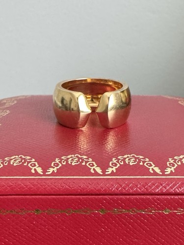 Cartier 18k Yellow Gold Double C De Cartier C2 Ring Size 52 Heavy Band ...