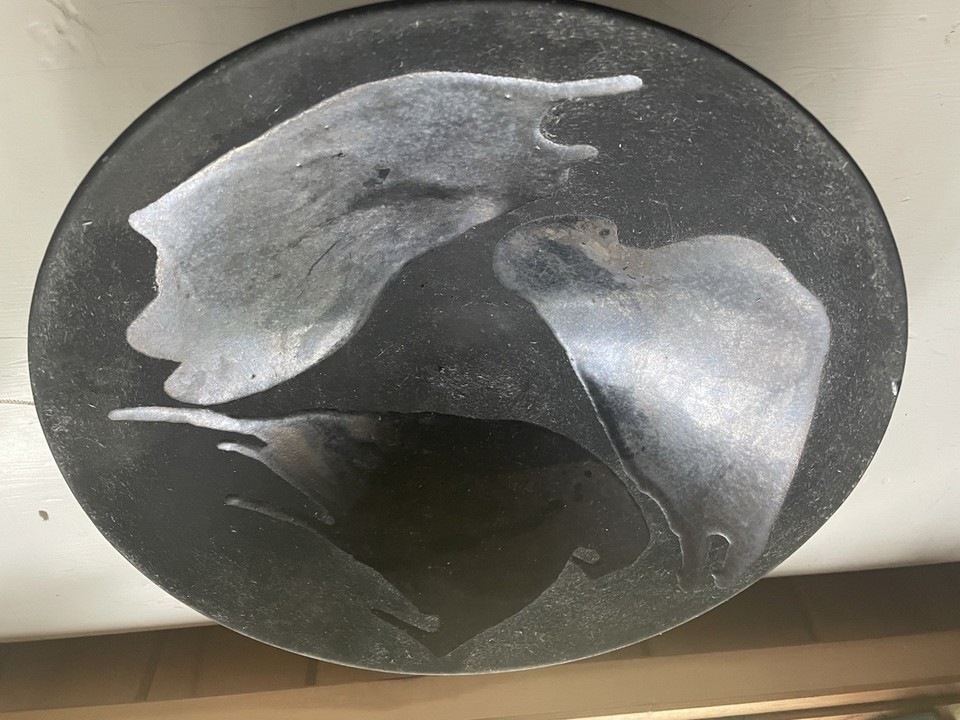 XL 14” Haeger Raku Pottery Pedestal Console Bowl #3295 Lava Drip Glaze 1985 | eBay