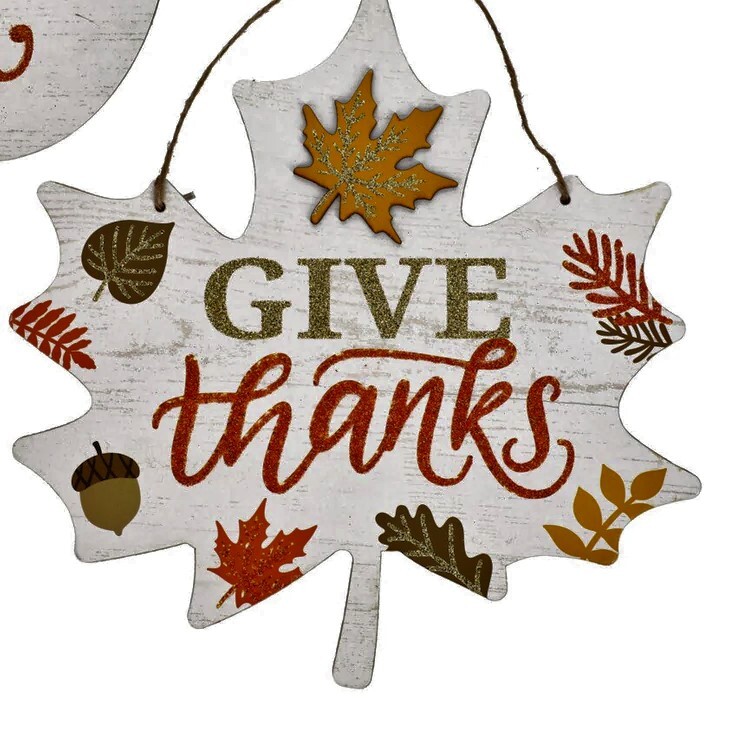 Thankful and Blessed Pumpkin or Give Thanks Leaf Fall Thanksgiving Wall ...