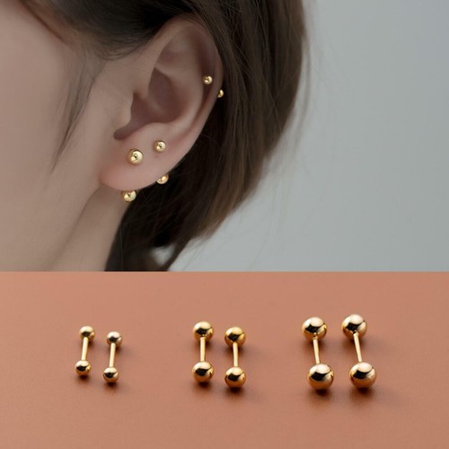 1 Pair Tiny Balls Sterling Silver Helix Tragus Cartilage Piercing Stud ...