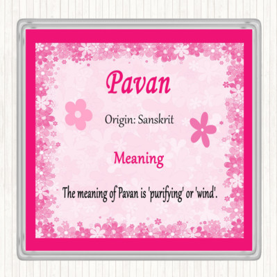 Pavan Name Meaning Drinks Mat Coaster Pink | eBay UK