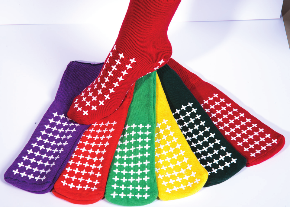 Double Tread Slipper - Hospital Socks, Fall prevention - GREEN-MEDIUM ...
