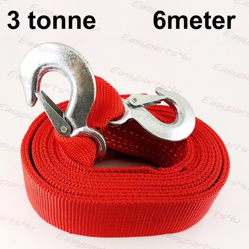 3 Tonne 6 Meter Tow Towing Pull Rope Strap Heavy Duty Road Recovery Car ...