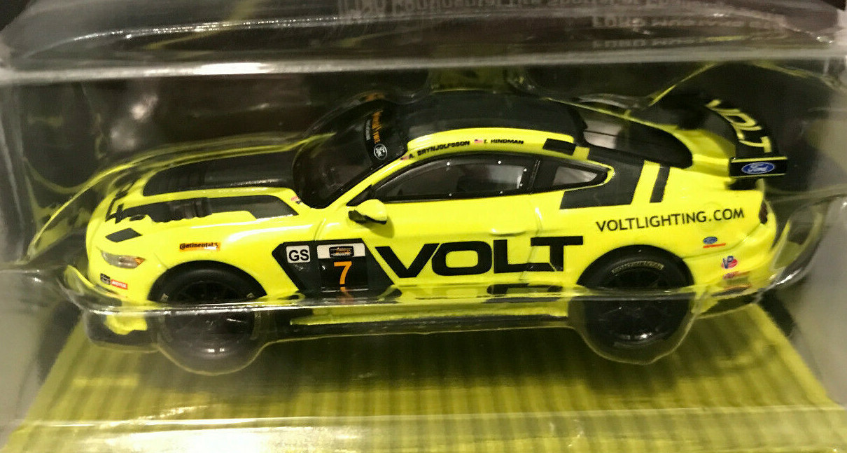 Tarmac Works Yellow #7 VOLT Ford Mustang GT4 IMSA Racecar, Global64 1/ ...