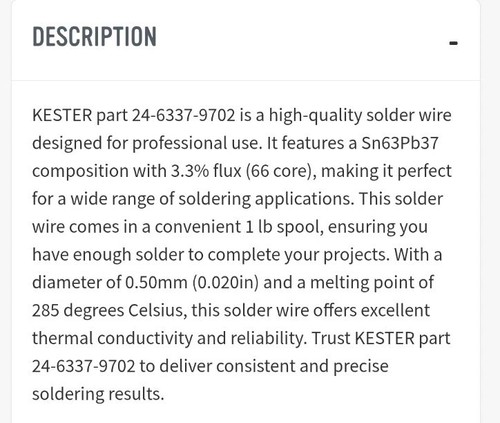 (2pk) Kester Sn63Pb37 .020" 24-6337-9702 Solder Wire 1 Lb Full《Priced ...