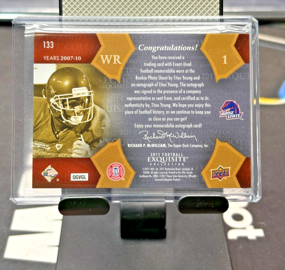 2011 Exquisite Collection Titus Young Rookie Gold Auto Patch #/135 ...