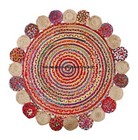 Indian Braid Cotton & Jute Multi Colour Round Floor Rug Mat Pinwheel 3 ...