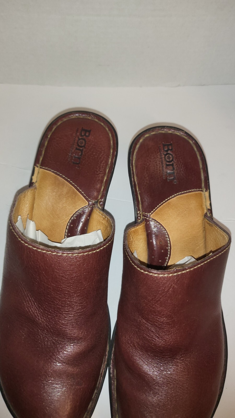 Born Red Leather Mule Slip On Open Heel Size 9 | eBay