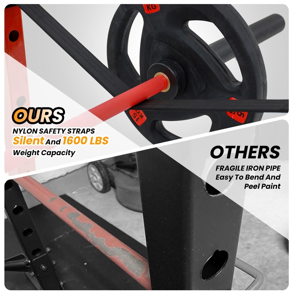 1600 LBS Power Cage Squat Rack Weight Rack Squat Machine w/ Cable ...